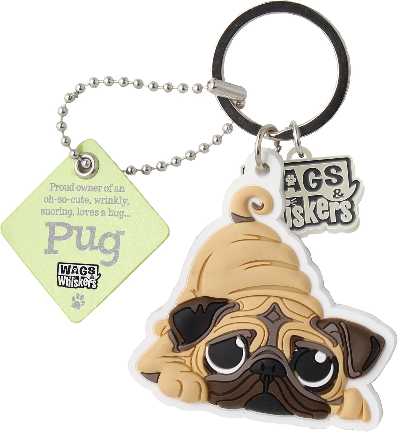 Wags and Whiskers Pug Key Chain with Keyring/Key Holder (886767110707 ...