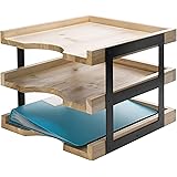 Amazon.com: MyGift 3-Tier Rustic Brown Wood & Black Metal Document Tray ...