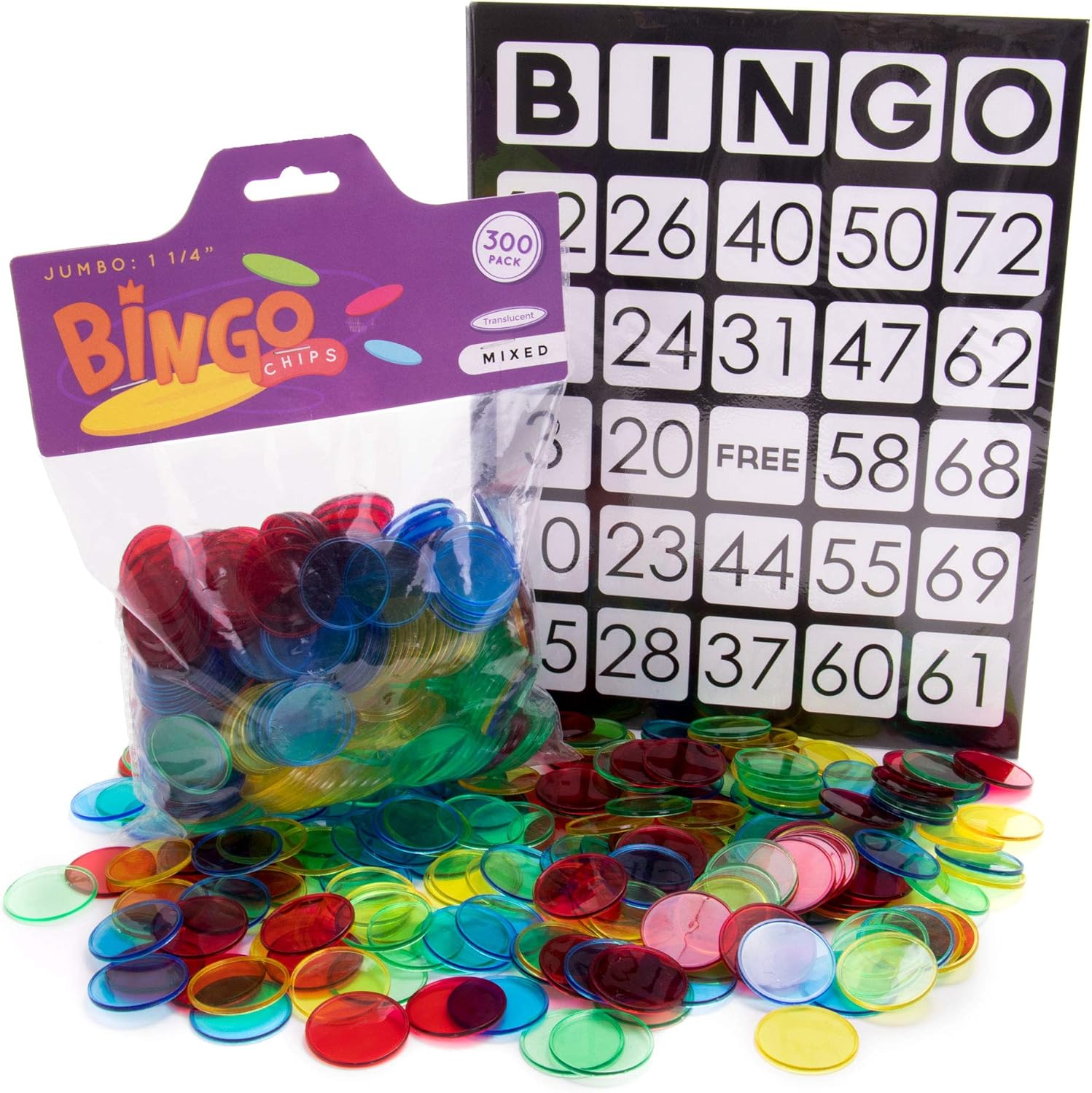 Amazon.com : Jumbo Bingo Bundle - 50 Large Print Bingo Cards, 300 1.25 ...