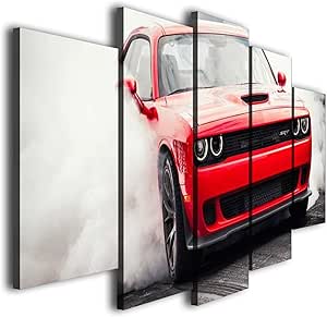 Amazon.com: Mixi Art 5 Pcs Dodge Challenger Hellcat Painting Printed ...