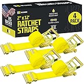 Amazon.com: E Track Ratchet Straps Cargo Tie-Downs, (Pack of 2) 2 x 12 Heavy Duty Yellow Tie ...