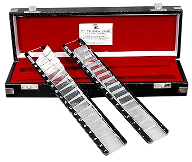 Optical Prism Bar Set 16 Piece Set & 1 Red Filter Lens Ophthalmic Eye ...