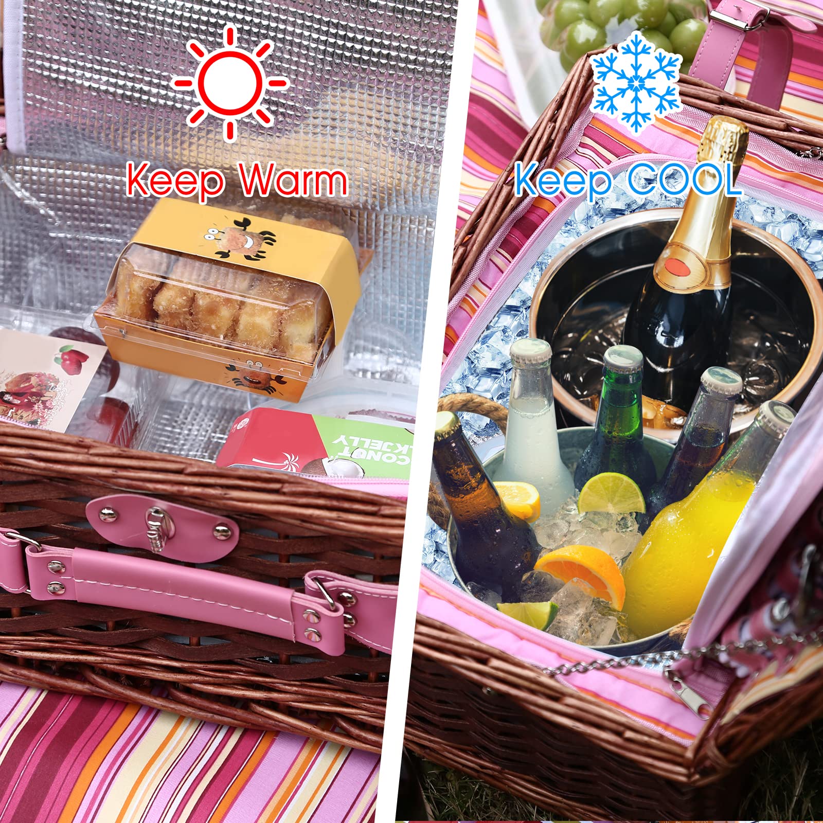 Mua Wicker Picnic Basket for 4 with Waterproof Picnic Blanket and ...
