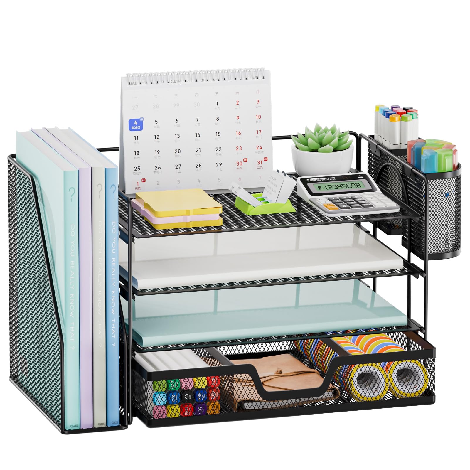 Marbrasse Desk Organizer and Accessories?4-Tier Paper Letter Tray ...