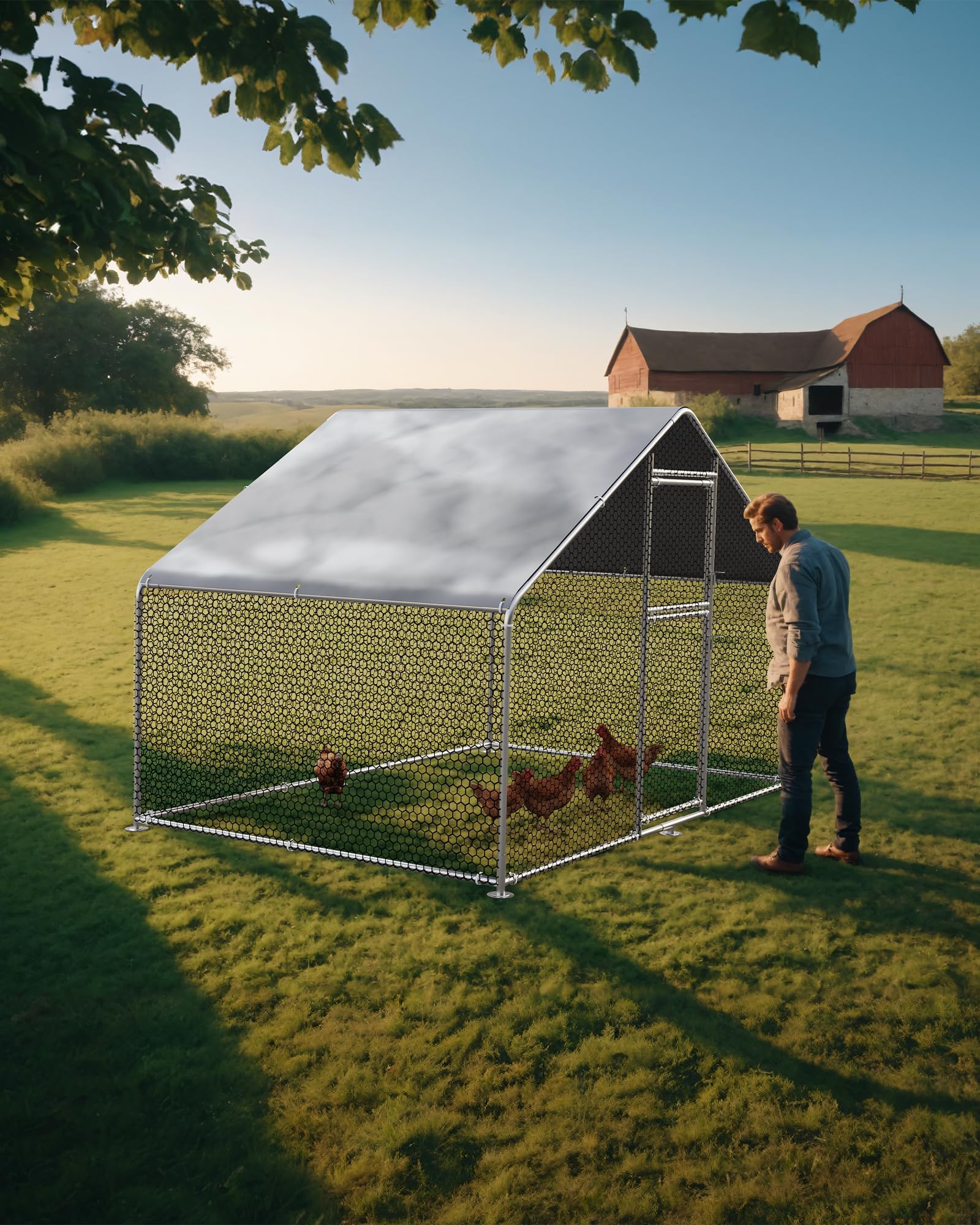 VerisShade Chicken Run, Chicken Coop for 6/10 Chickens, Metal Chicken ...