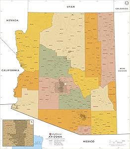 Amazon.com : Arizona ZIP Code Map with Counties - Standard - 36" x 41. ...