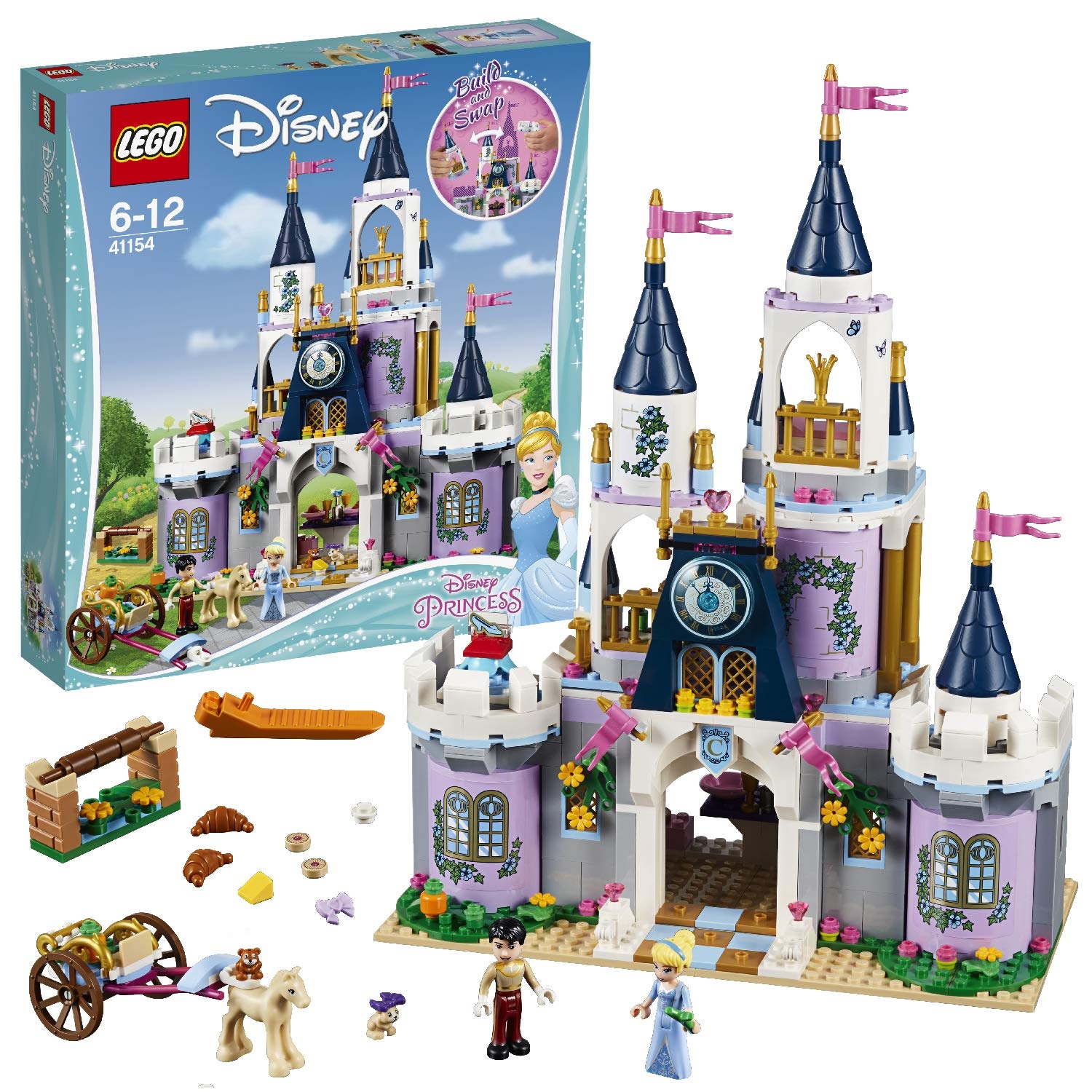 LEGO 41154 Disney Princess Cinderella's Dream Castle Toy, Fairytale ...