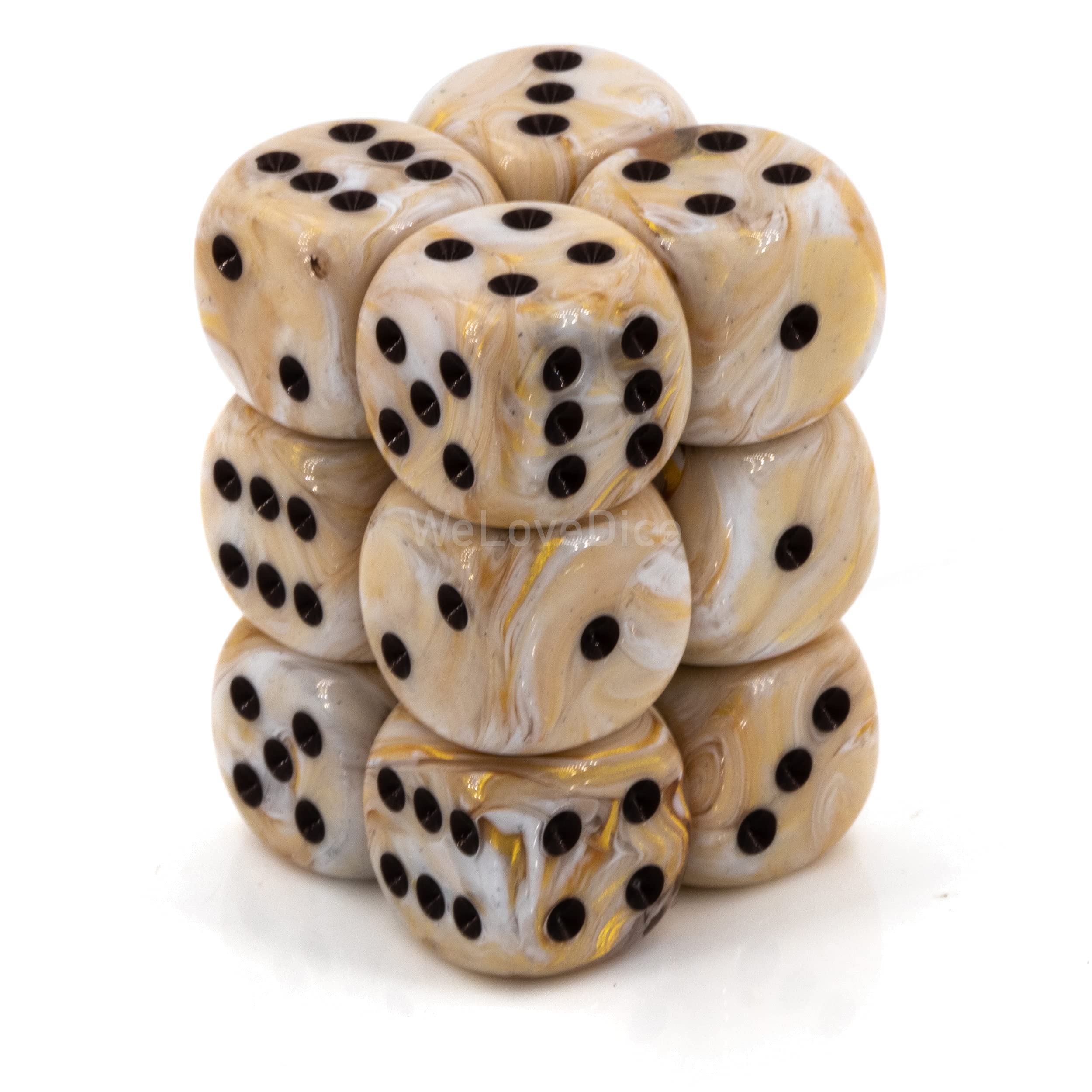 Mua Chessex Dice d6 Sets: Marble Ivory with Black - 16mm Six Sided Die ...