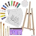 Amazon.com: FyneArt, 26 Piece Kids Art Painting Set with Wood Easel, 6 ...