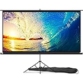 Amazon.com: Projector Screen and Stand, HYZ 100 inch Large Indoor ...