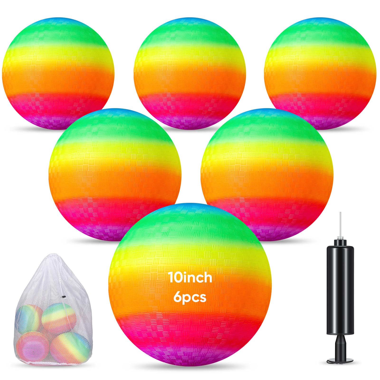 Hanaive 6 Pcs Kickballs 10 Inch Playground Ball Rubber Inflatable ...