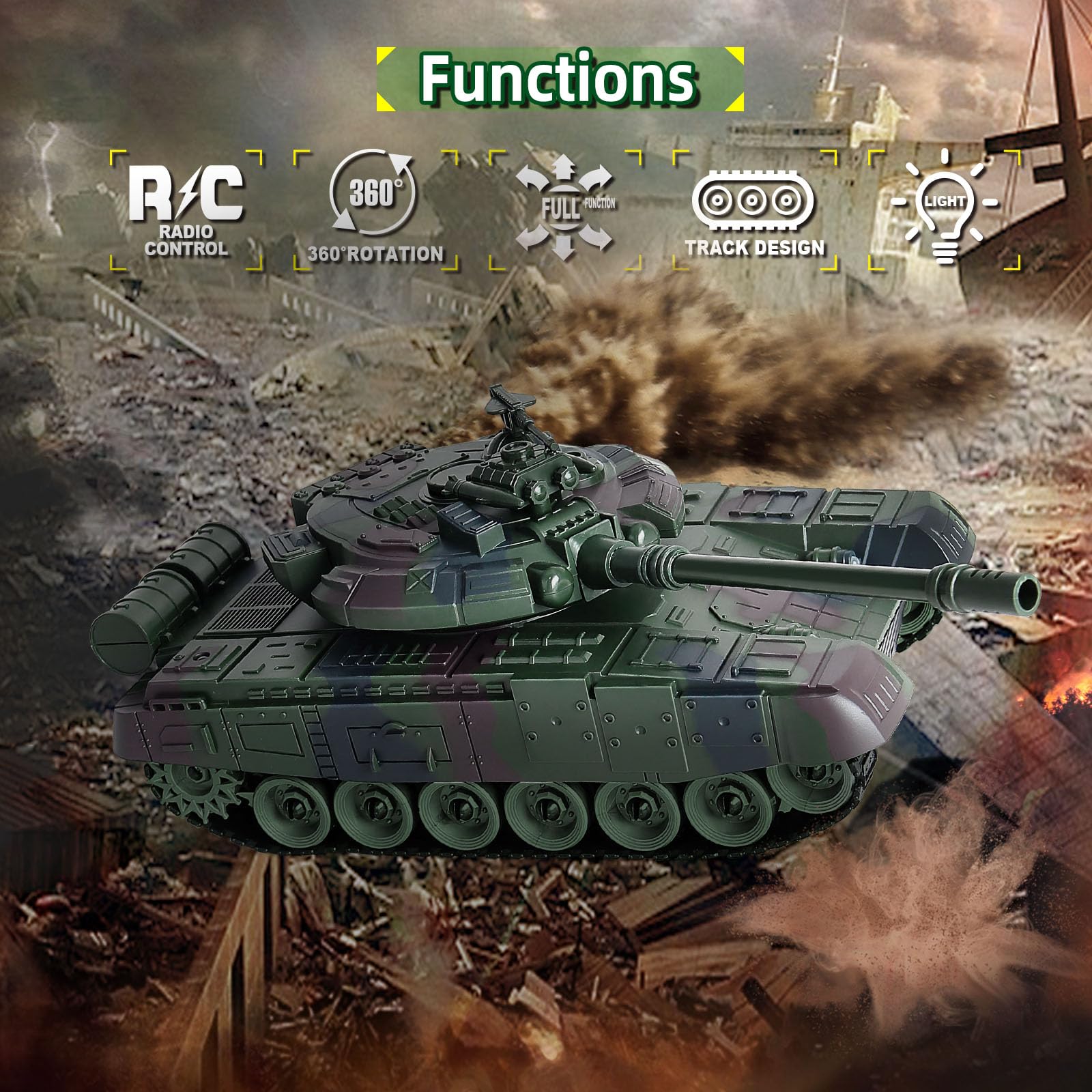 Mua RC Tank 1:28 Scale 9 Channel Remote Control Toy with Realistic ...