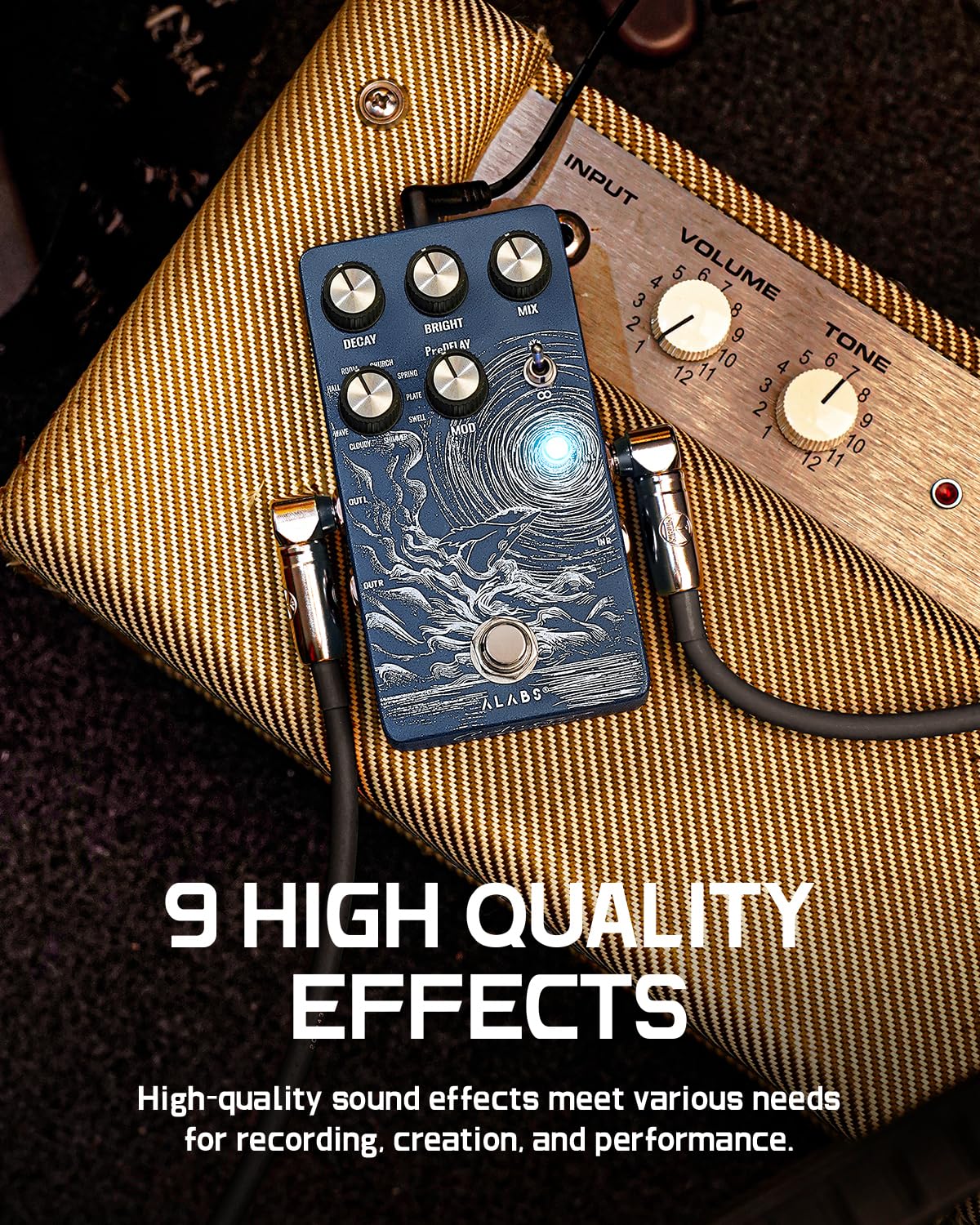 Mua ALABS Cetus Reverb Pedals for E Guitar, Guitar Pedal with 9 Reverb ...