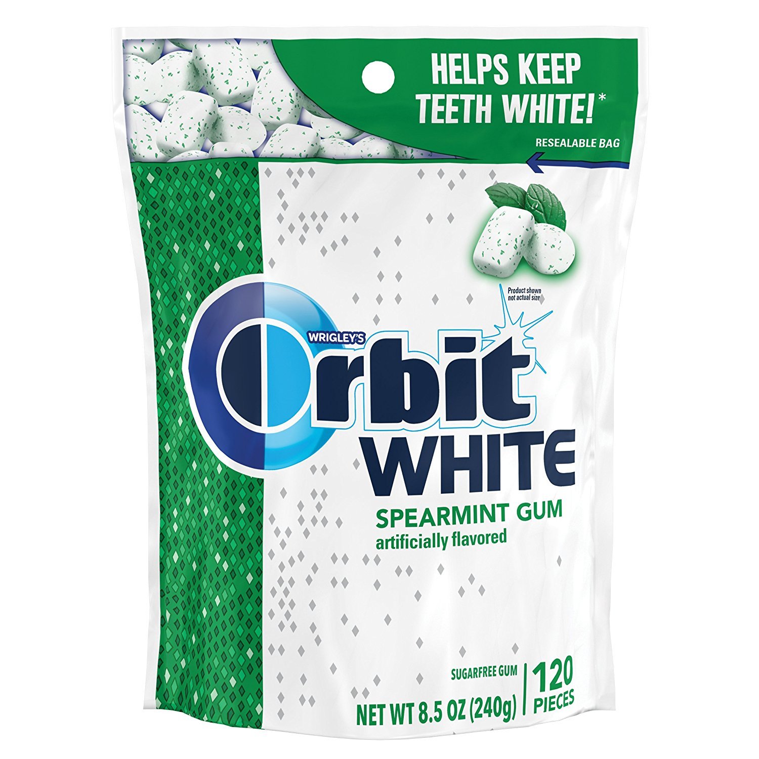 Amazon.com : ORBIT Gum WHITE Peppermint Sugarfree Chewing Gum, 8.5 ...