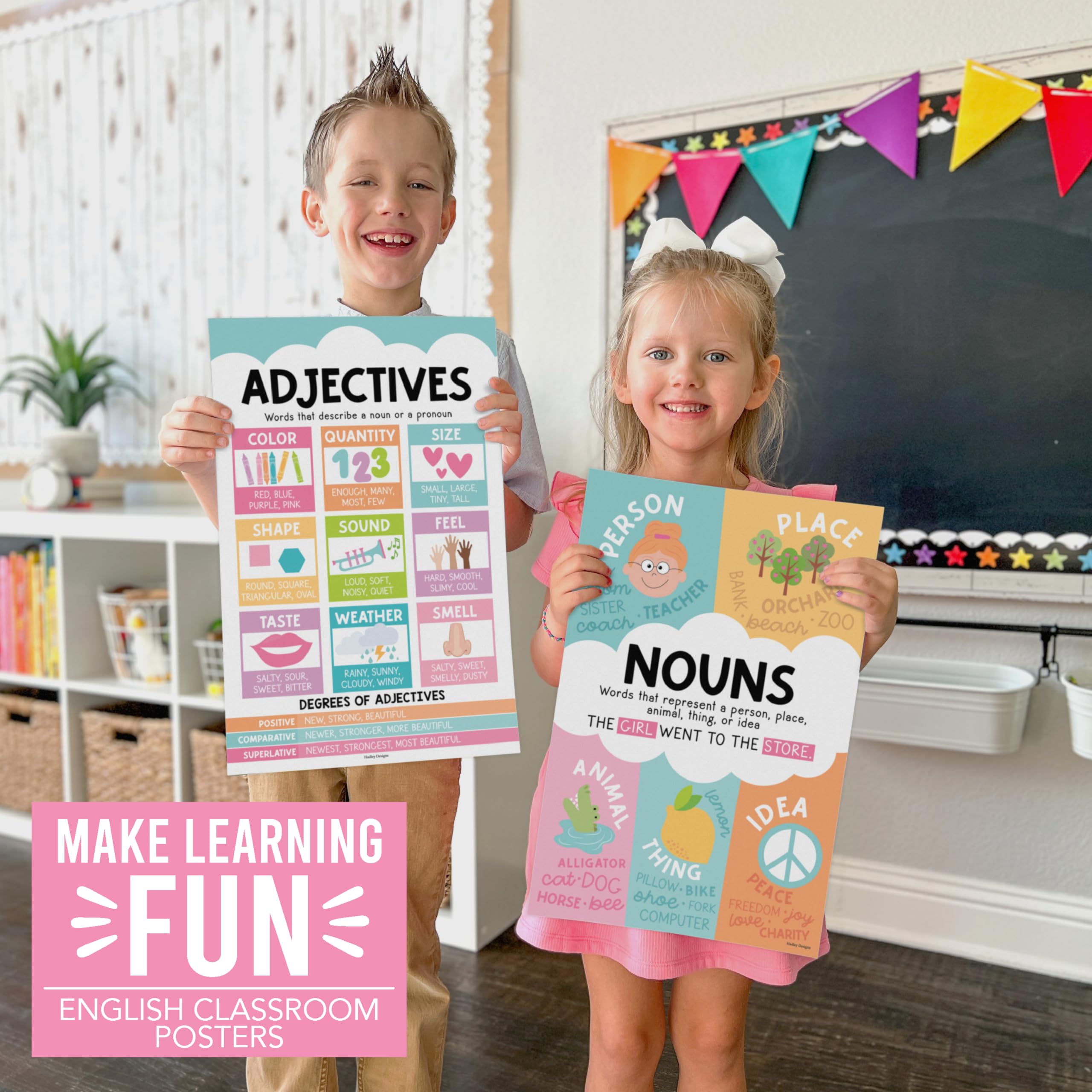 Mua Hadley Designs Parts Of Speech Posters For Classroom - 12 Grammar ...