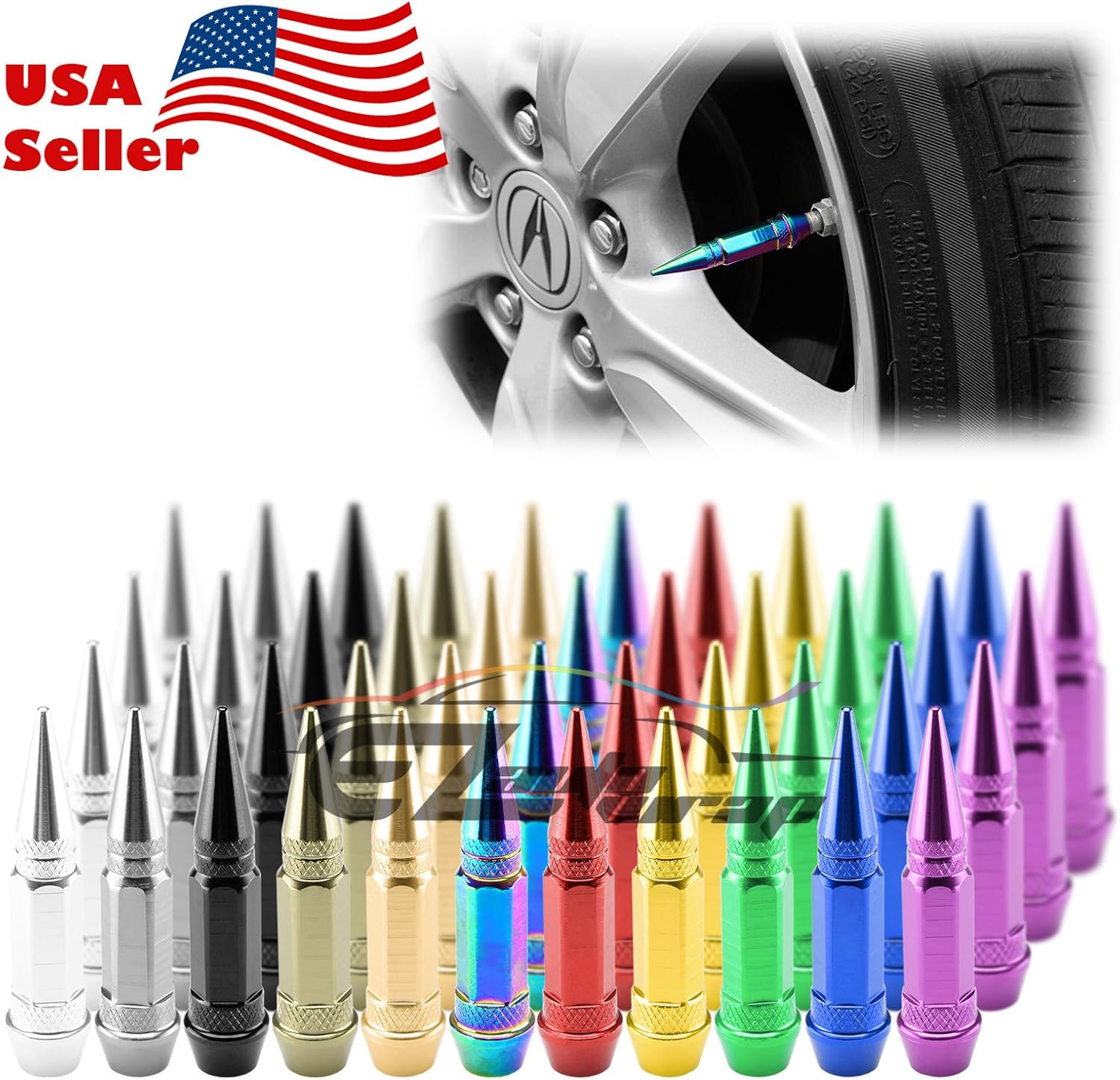 Amazon.com: EZAUTOWRAP 4PCs Red Long Spike Spiked Tire Valve Stem Caps ...