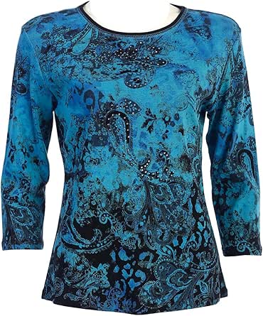 Jess & Jane Cotton Tee Shirt - Blue Ocean in Black (X-Large): Amazon.ca ...