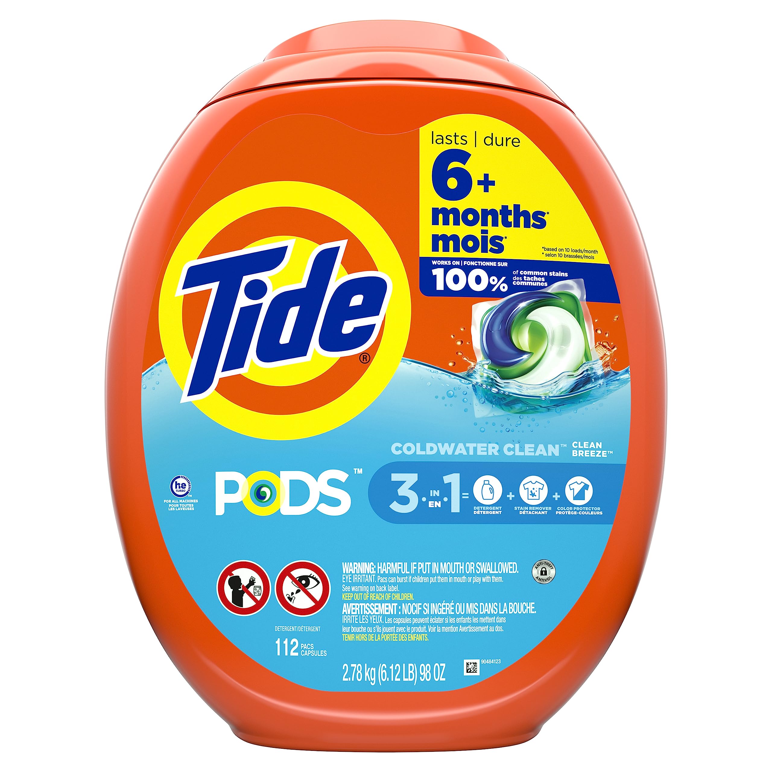 Tide PODS Laundry Detergent Soap Pacs, HE Compatible, 112 ct, Powerful ...