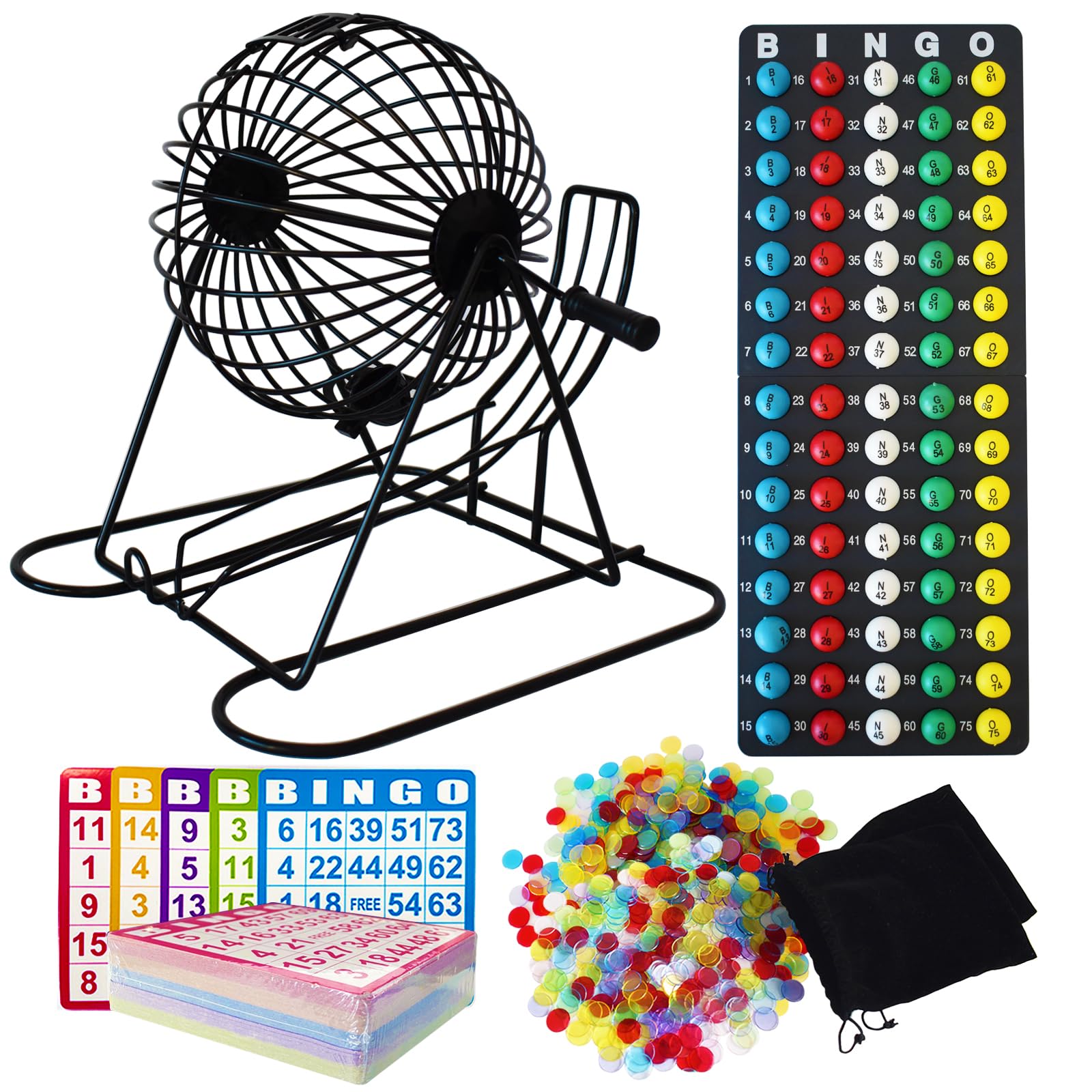 Yuanhe Jumbo Bingo Game Set - 11" Metal Round Cage, 75 Colored Balls ...