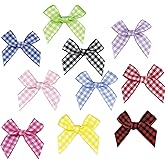 Amazon.com: VIVIQUEN 50pcs Mini Gingham Ribbon Bows Checkered Ribbon Flowers Plaid Ribbon Bow ...
