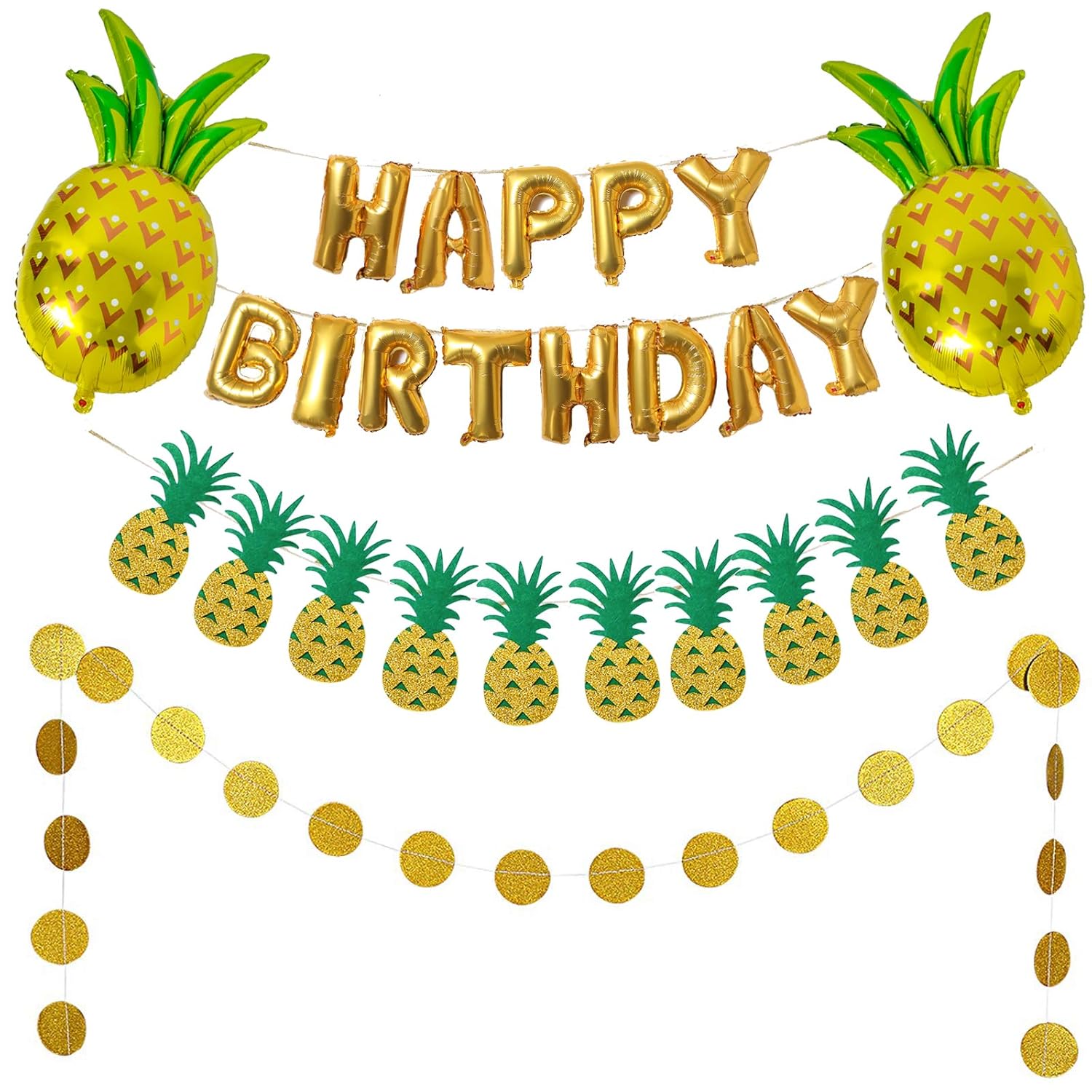 Amazon.com: Pineapple Theme Birthday Party Decoration,Glitter Happy ...