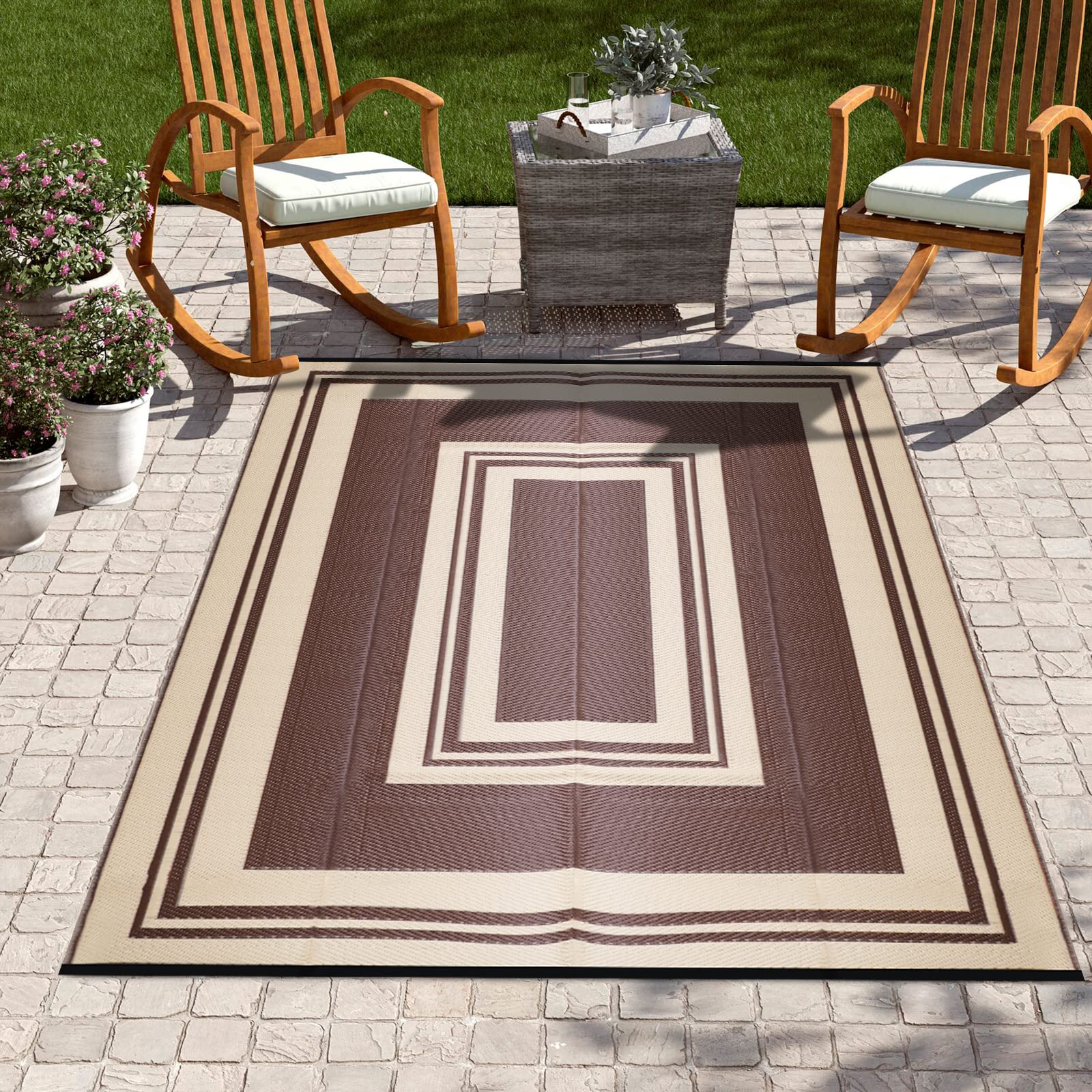 vinbol Outdoor Rug 5x7,Outdoor Plastic Straw Rug,Outside Rug,Outdoor ...