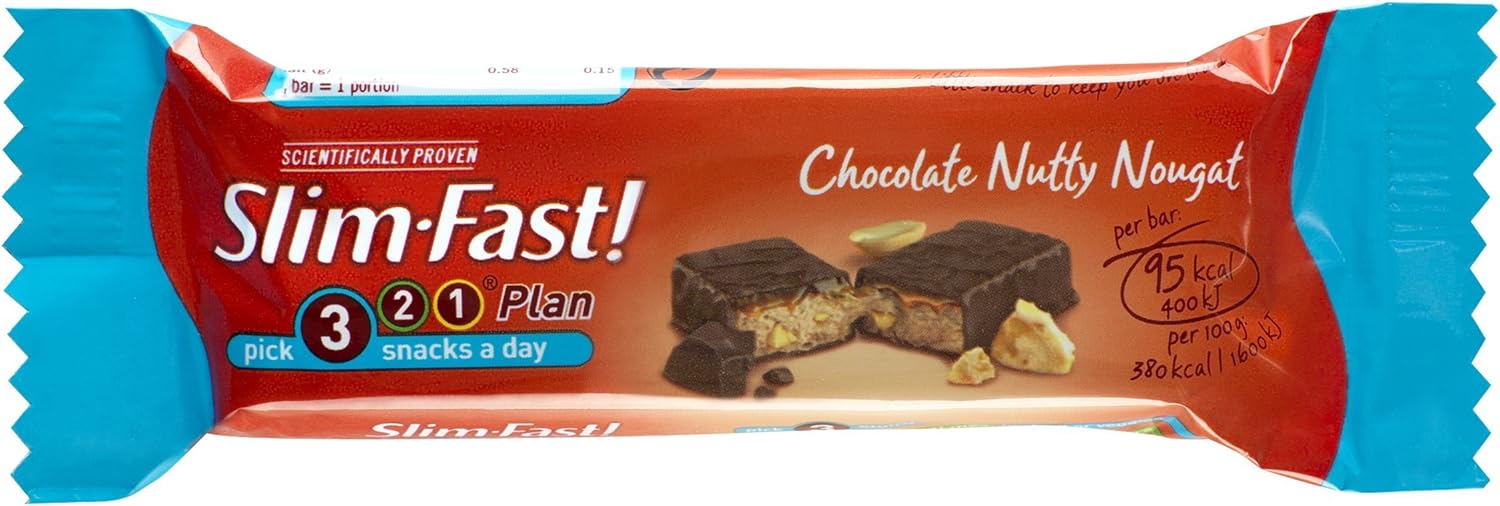 SlimFast Snack Bar Chocolate Nutty Nougat 25 g - Pack of 24: Amazon.co ...