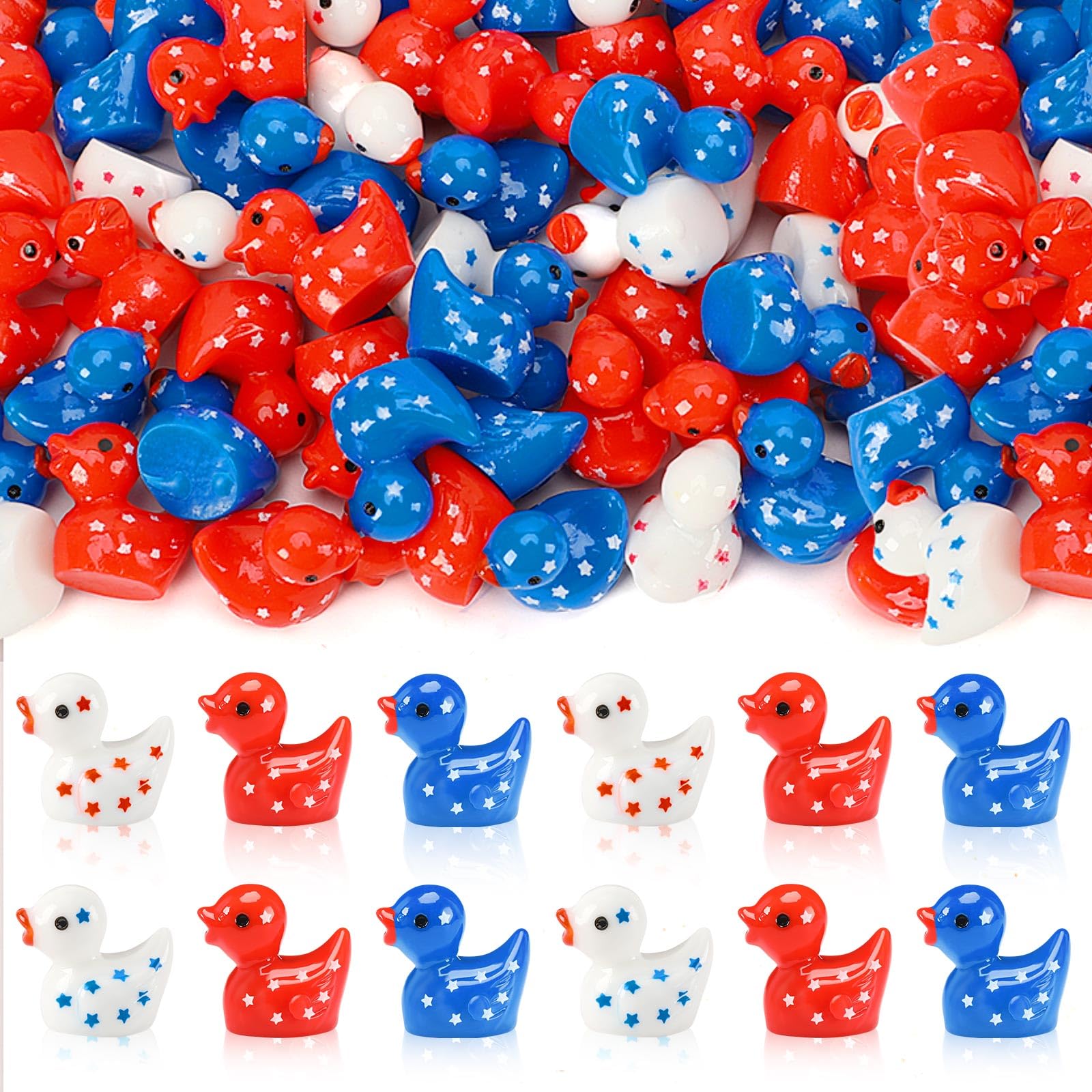 DTOFOOT 80Pcs Red White and Blue Mini Ducks,4th of July Tiny Ducks ...