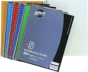 Hilroy Coil 5-Subject Notebook, Wide Ruled, 10.5 X 8 Inches, 360 Pages ...
