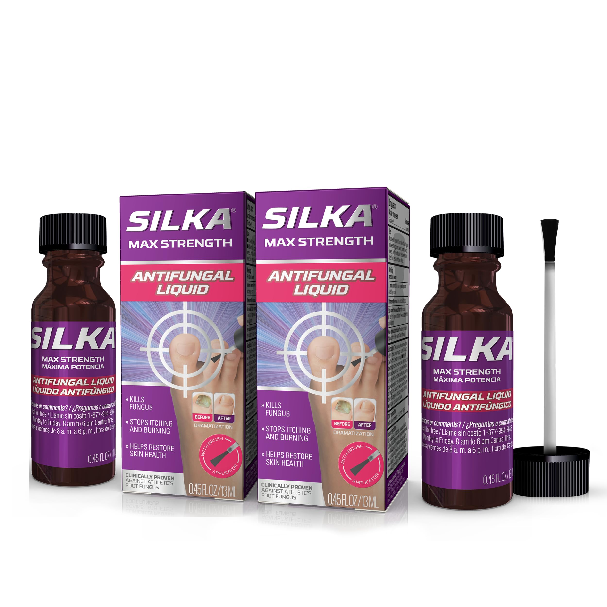 SILKA Max Strength Antifungal Liquid for Toenail Health, With Brush ...