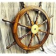 Amazon.com: Ship wheel 24 inch Nautical Handmade Wooden Ship Wheel ...