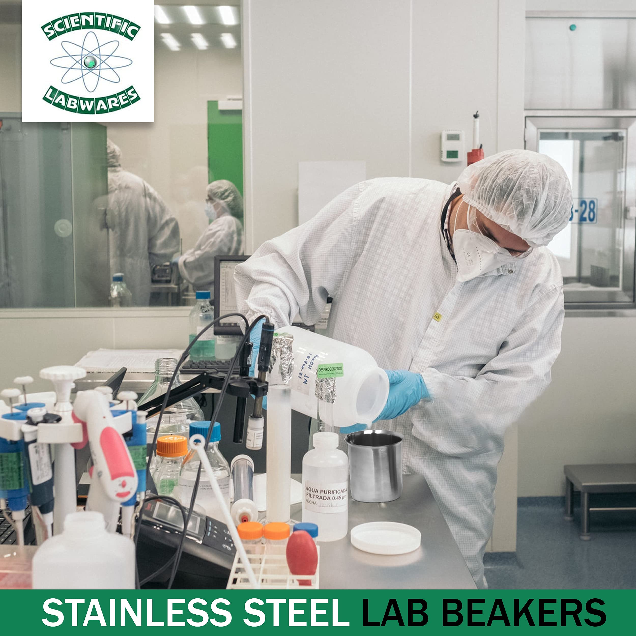 Edu-Labs Stainless Steel Beaker With Rim - Low-Form Beakers For Science ...