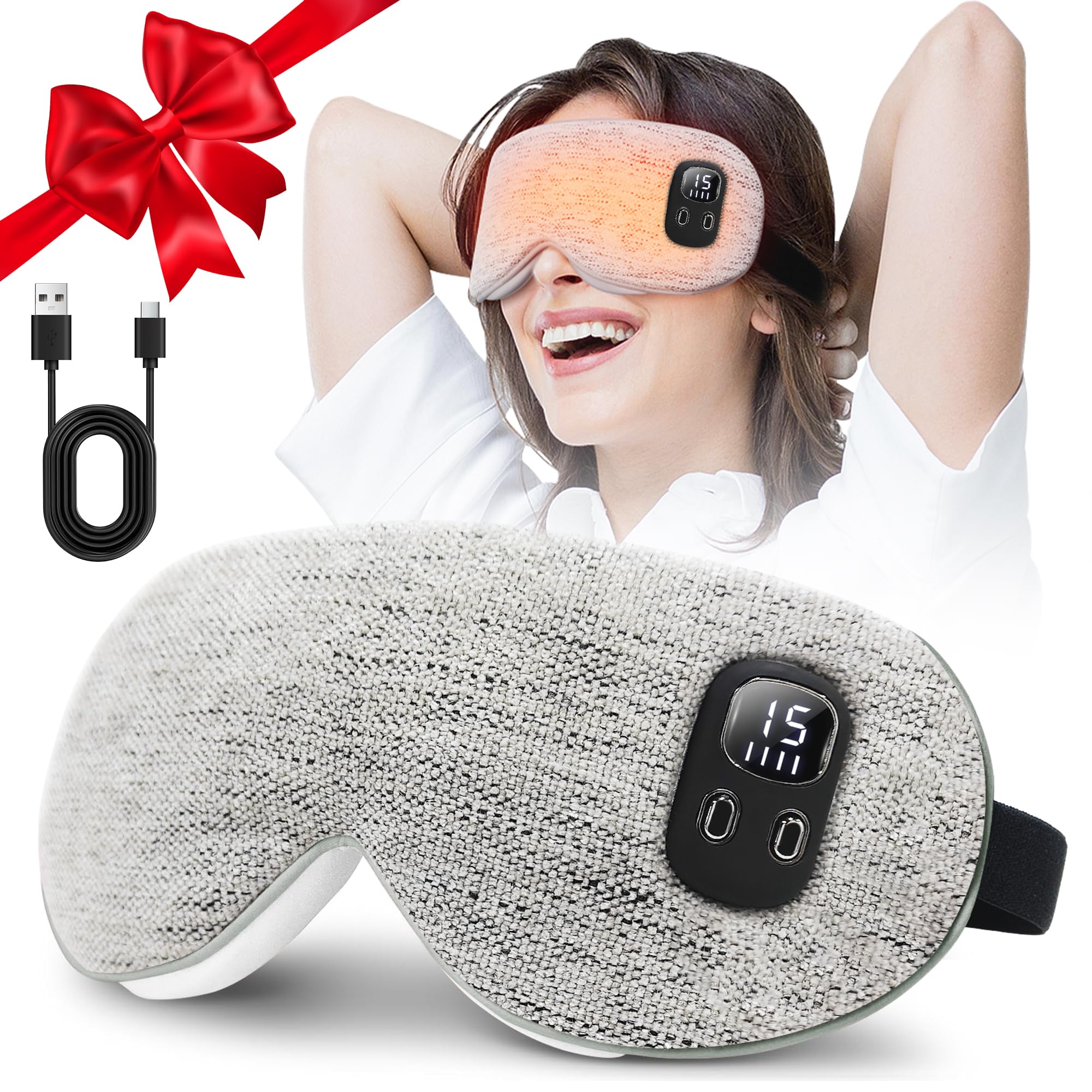 Heated Eye Mask, Cordless Rechargeable Eye Compress, Eye Relief ...