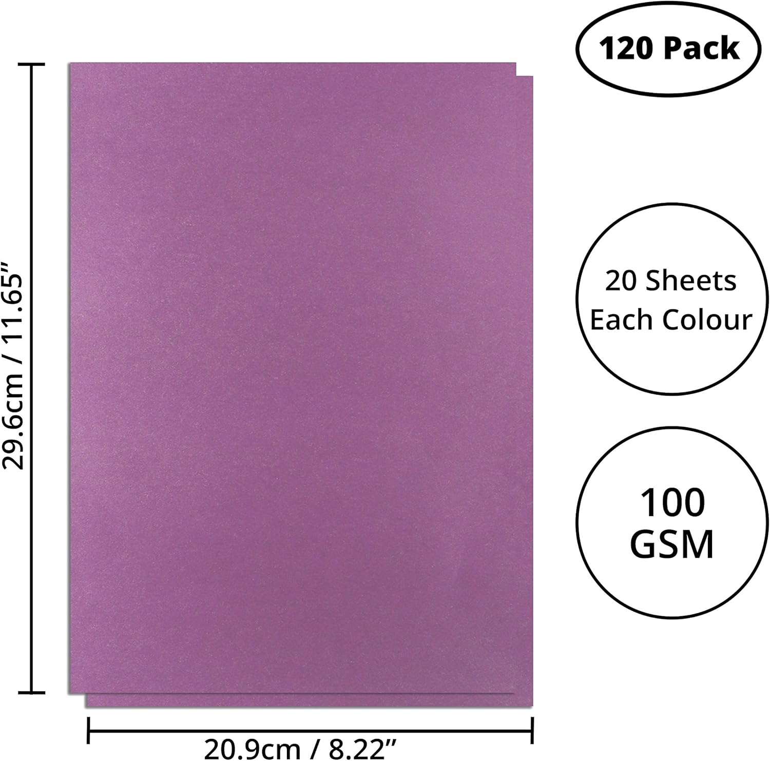 Belle Vous A4 Shimmer Paper (120 Sheets) – 6 Assorted Metallic ...