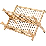 Amazon.com: PopYum Space Saving Bamboo Drying Rack, Countertop Wood ...