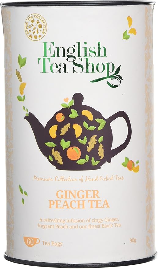 English Tea Shop Super Ginger Peach 60 Tagged Tea Bags (Pack of 2 ...