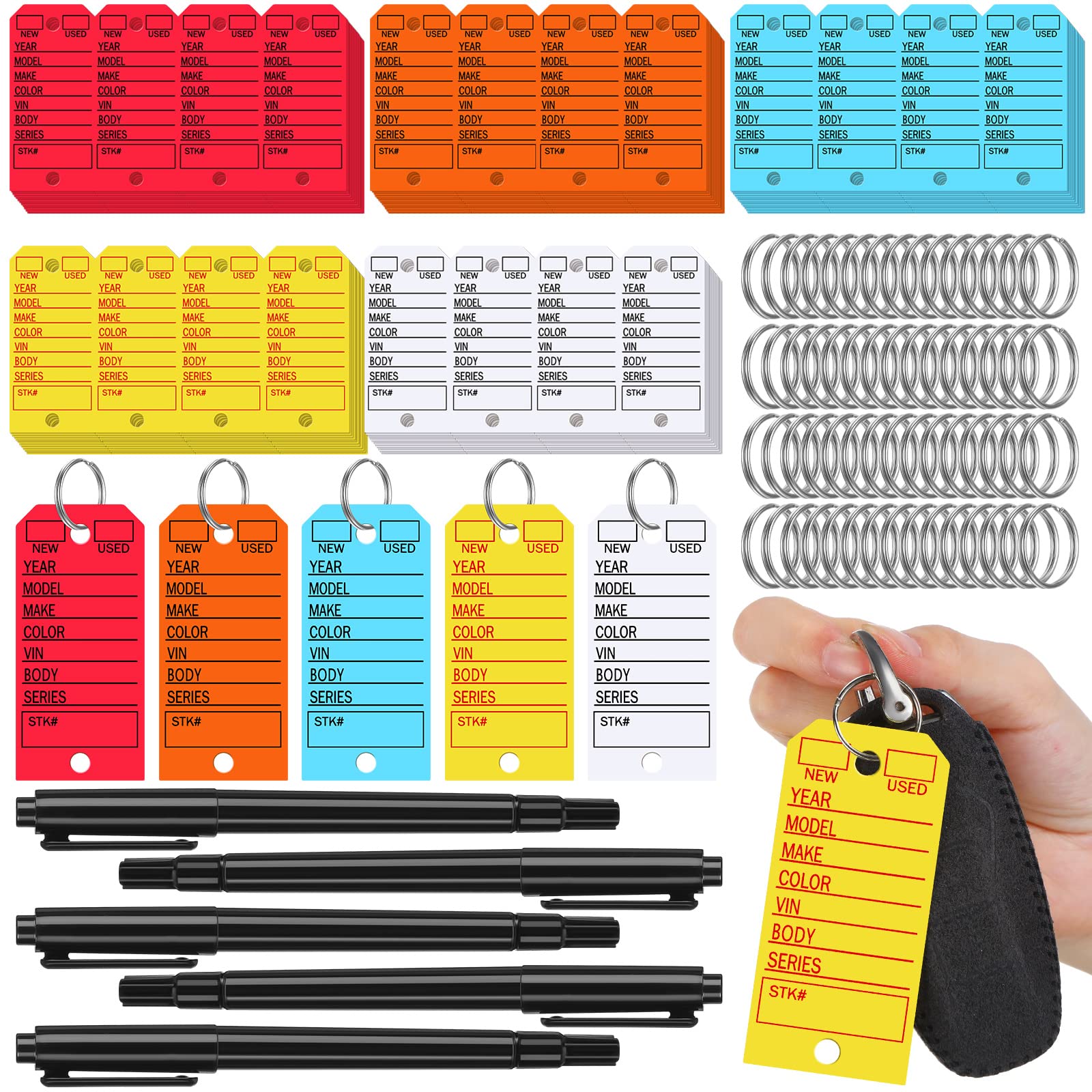 PerKoop 1000 Pcs Key Tags with Labels Car Dealership Key Tags with ...