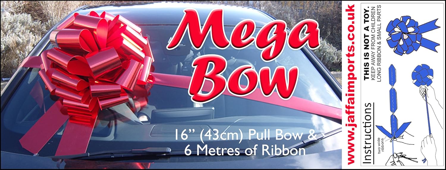 Jaffa Imports MEGA GIANT CAR BOW (16 inch) + 6 METRES of RIBBON for ...