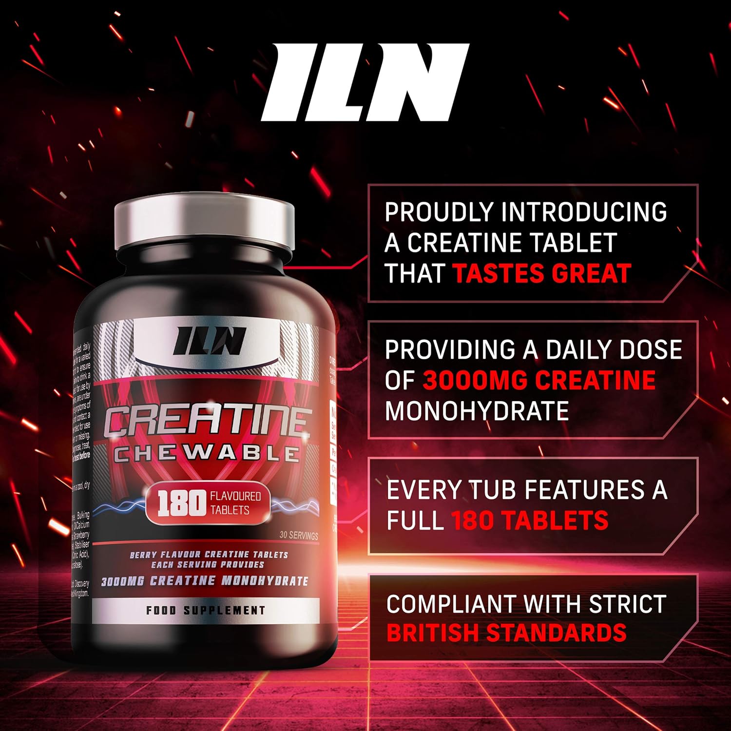 Chewable Creatine Monohydrate Tablets (Berry Flavour) – 3000mg Creatine ...