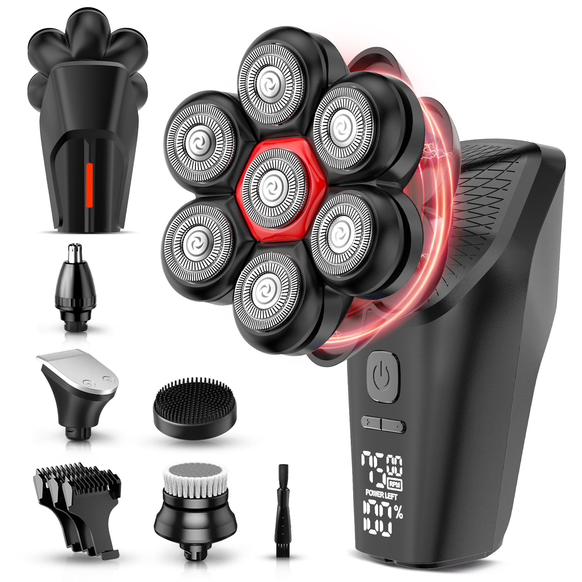 Head Shavers for Bald Men, 5-in-1 Magnetic Electric Razor Grooming Kit ...