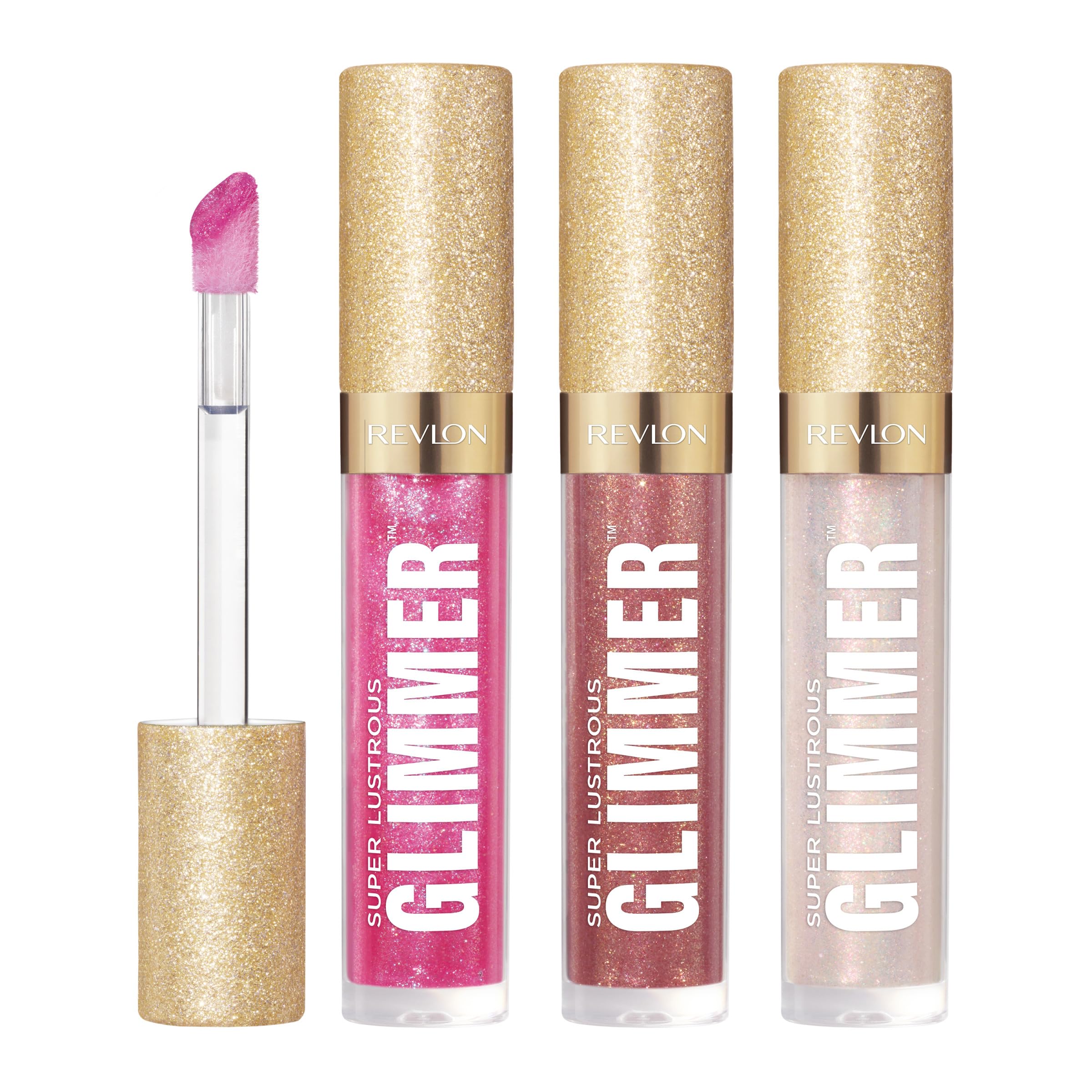 REVLON Super Lustrous Glimmer Gloss Gift Set, 3-Piece, Non-Sticky Lip ...