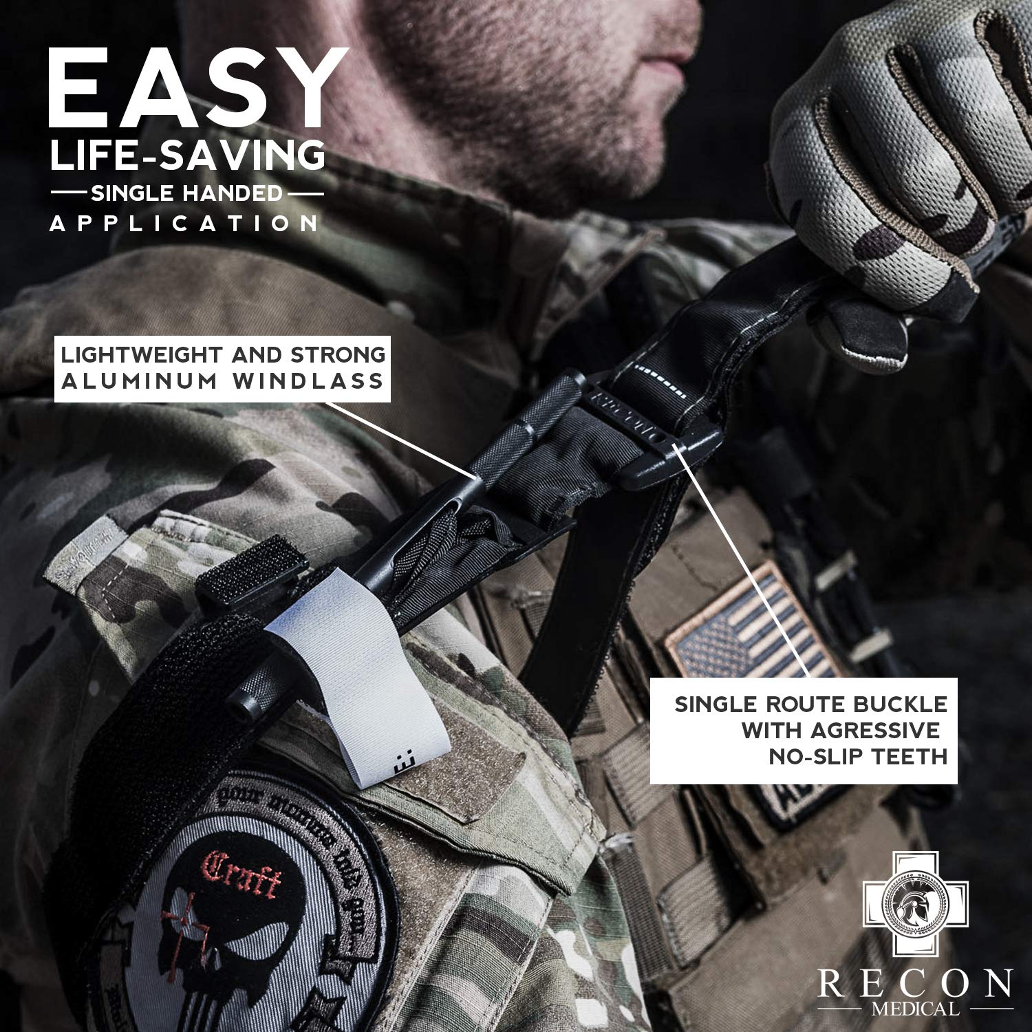 Recon Medical BLK-1PAK-FBA Tourniquet – (Black) Gen 3 Mil-Spec Kevlar ...