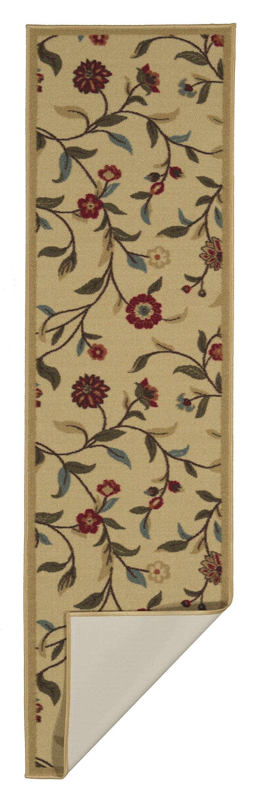 Ottomanson Floral Garden Design Modern Runner Rug, 20" X 59", Beige