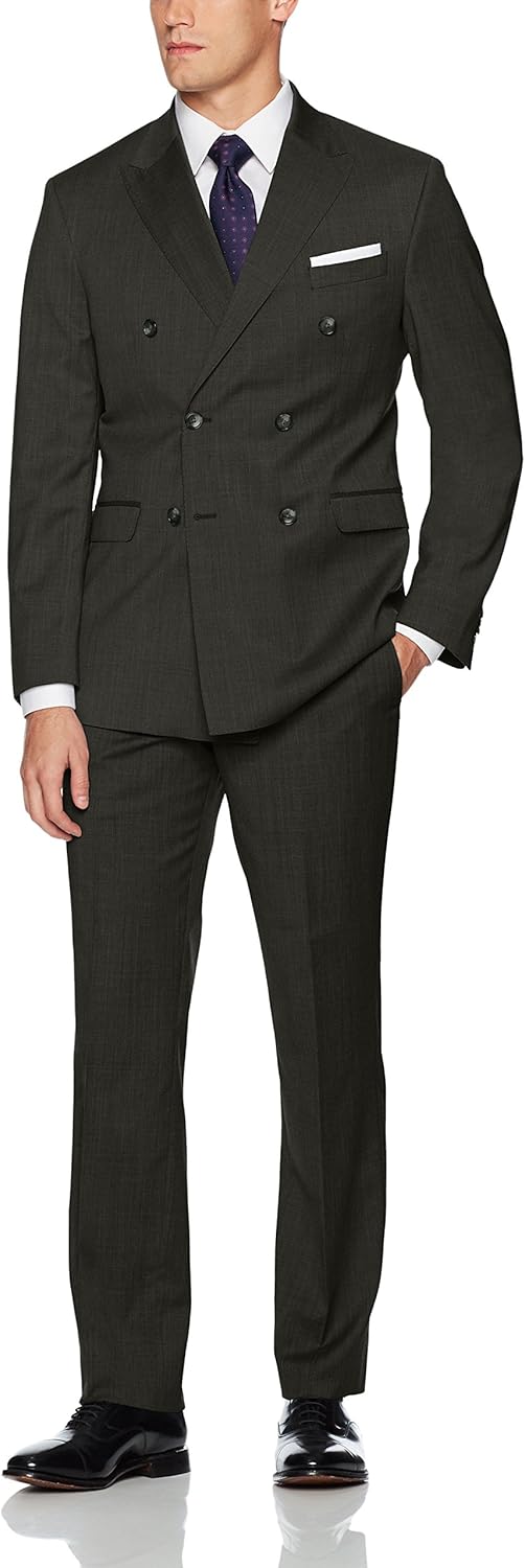 Kenneth Cole New York Men's Double Breasted Modern Fit 6 Button Suit at ...