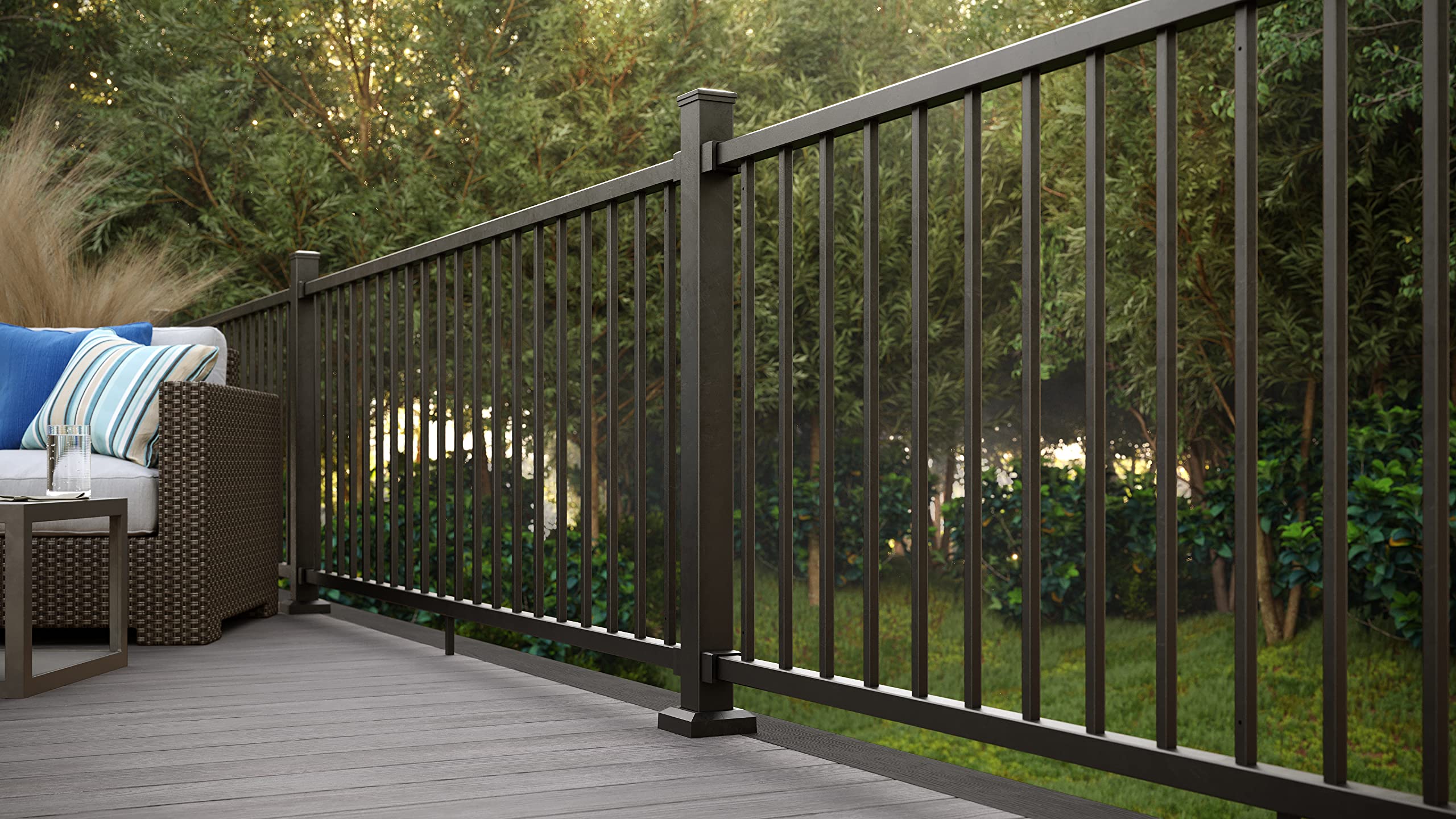 Fortress Inspire Railing 32.5-in. x 8-ft. Aluminum Black Sand Level ...