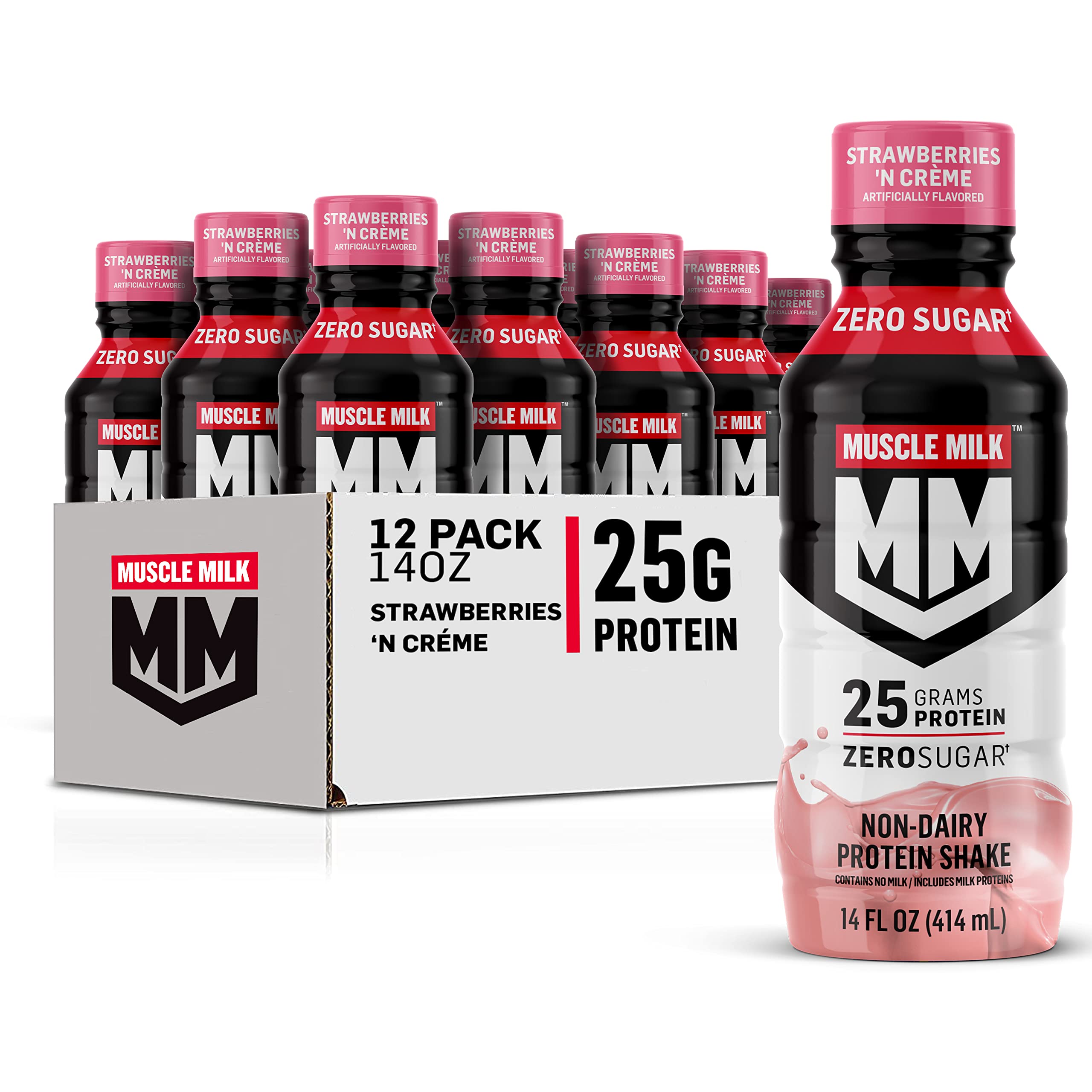 Muscle Milk Genuine Protein Shake, Strawberries 'N Crème, 25g Protein ...