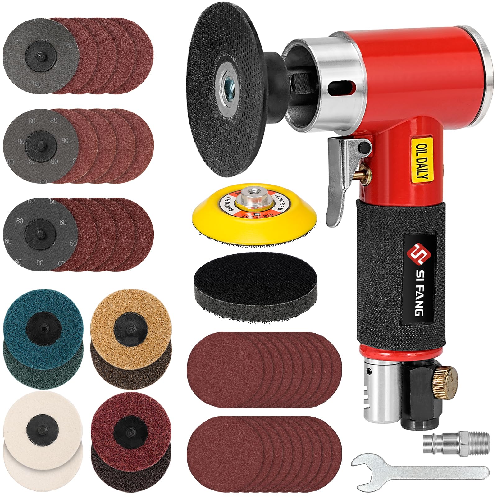 SI FANG 3 Inch Air Sander Right Angle Grinder, Upgraded Mini Pneumatic ...