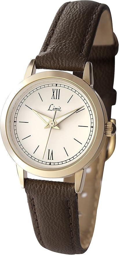 Limit Women's Quartz Watch with White Dial Analogue Display and Brown ...