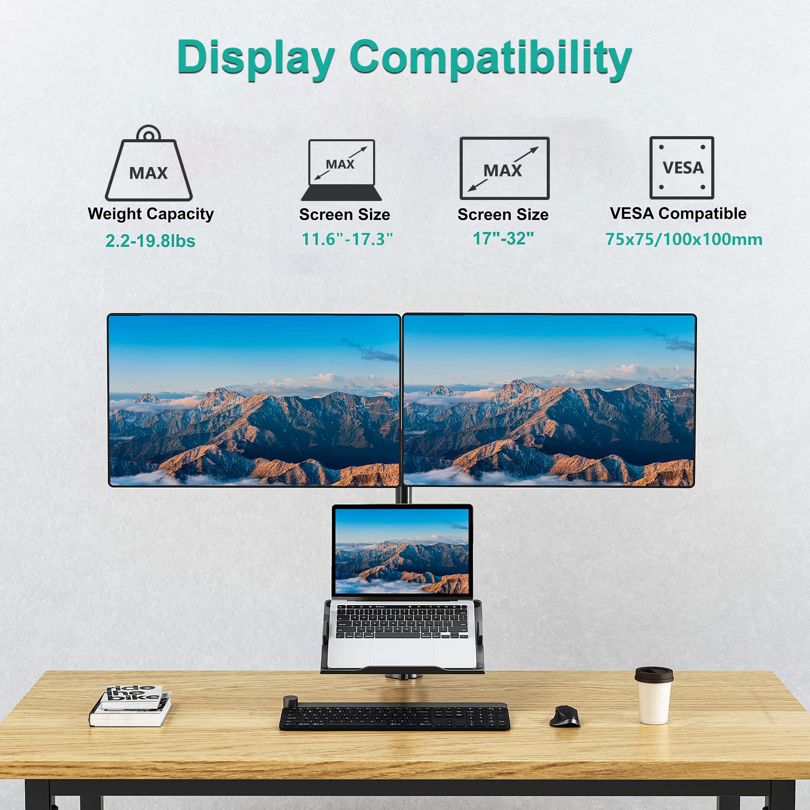 Mua WALI Laptop Mount and Dual Monitor for Max 32" Monitor and 17 ...