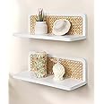 Amazon.com: Maxpeuvon Rattan Floating Shelves, Boho Cane Webbing Wall ...
